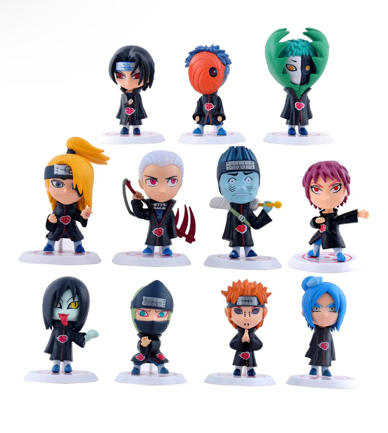 Naruto Akatsuki Members set of 11 Figures white stand [8 CM] – Annieshop